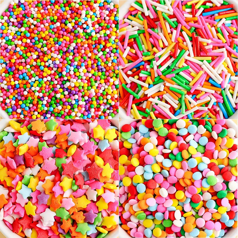 25g Colorful Cake Decorating Sprinkles - Round, Heart, Flower & Strip ...