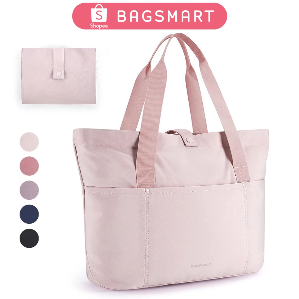 BAGSMART Tote Bag for Women, Foldable Shoulder Bag With Zipper Large ...