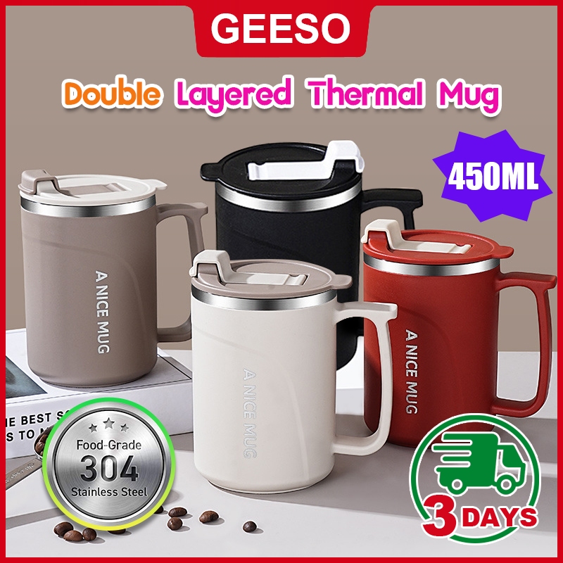 GEESO 304 Stainless Steel Thermos Coffee Cup Car Office Home Mug Tea ...