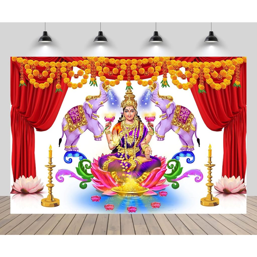 7x5ft Indian Hindu Goddess Backdrop Indian Lakshmi Sri Vaishnavism ...