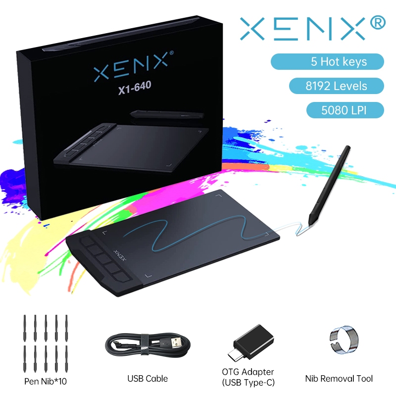 XENX X1-640 Graphics Drawing Tablet Digital Pen Tablet Pad Good For OSU ...