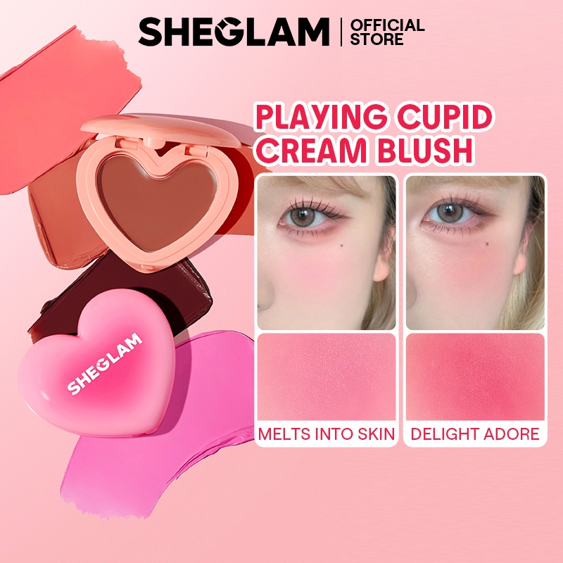 SHEGLAM Cupid Cream Blush Powder Multi-Use Soft Pink Heart Blush ...