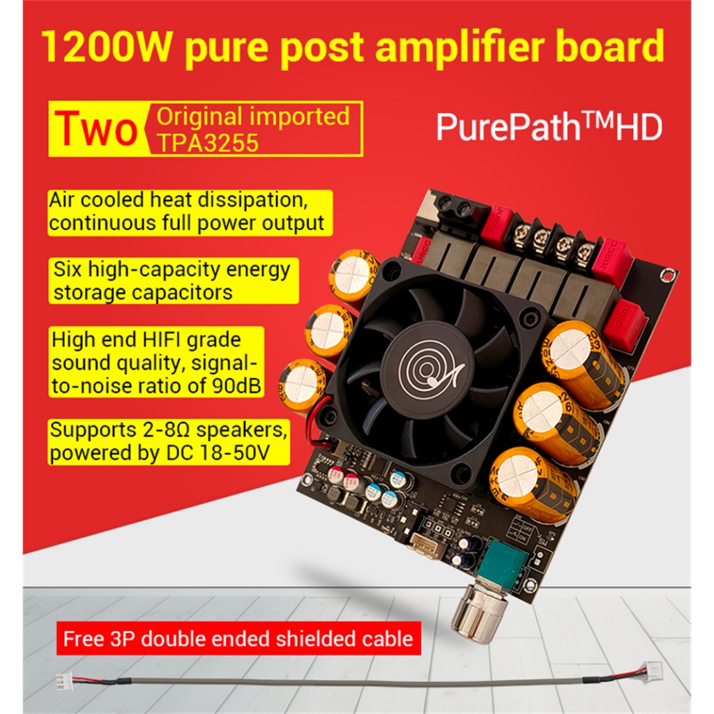 DC 18-50V ZK-6002 Pure Post Amplifier Board 2.0 Stereo With High And ...