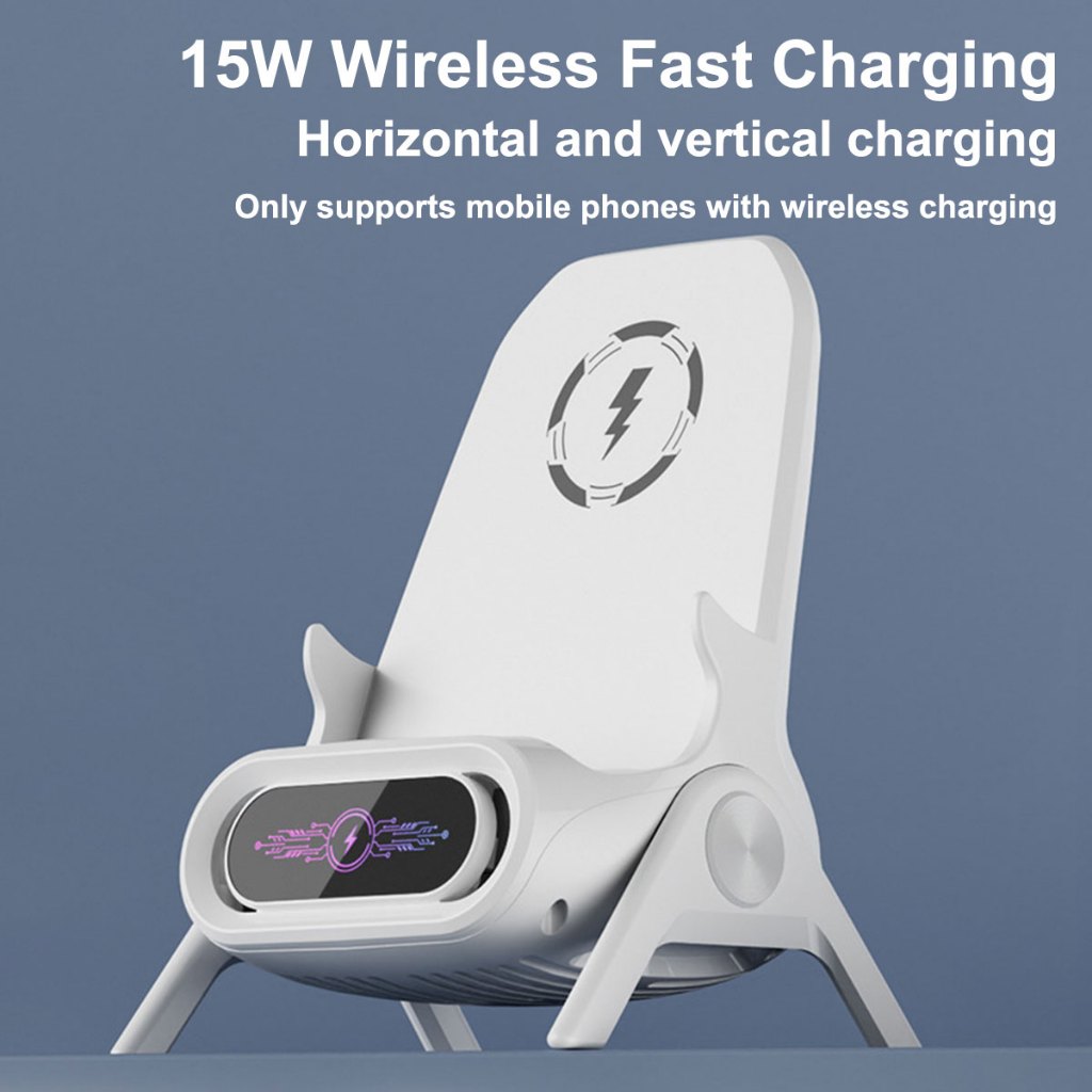 15W Fast Charging Chair Design Wireless Charger with Phone Stand, Smart ...