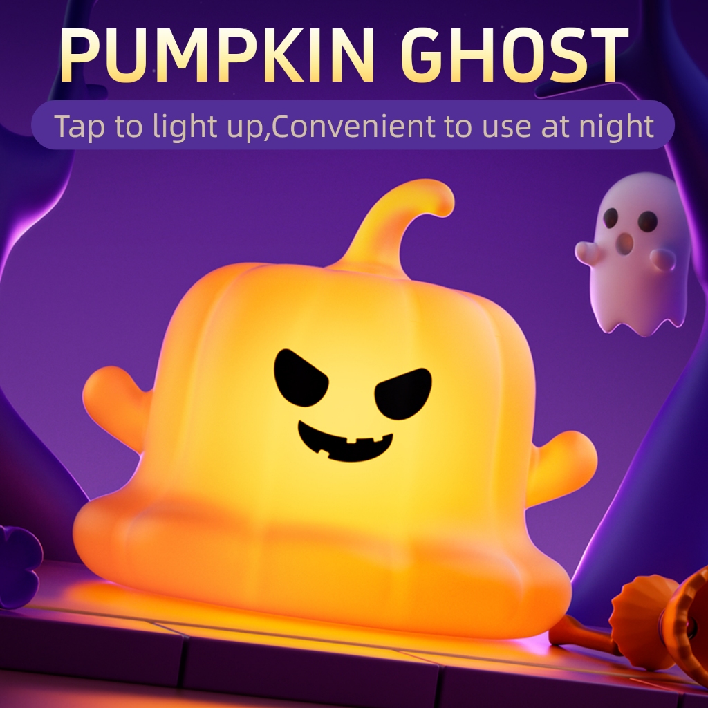 Bedroom Silicone Night Light Pumpkin Night Light Dimmable Silicone ...