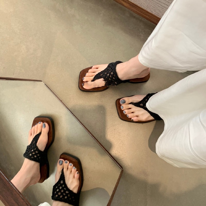French Style Popular Suede Leather Square Toe Clip Toe Sandals (Size 35 ...
