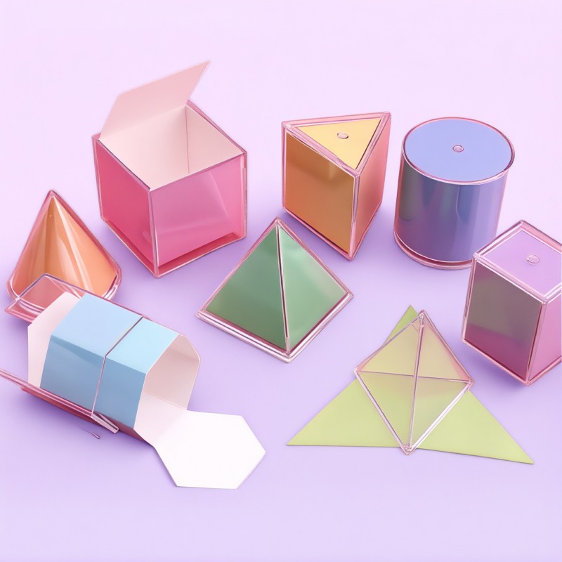 3D Geometric Solids Kit, 8pcs Transparent Shapes with Nets, Math ...