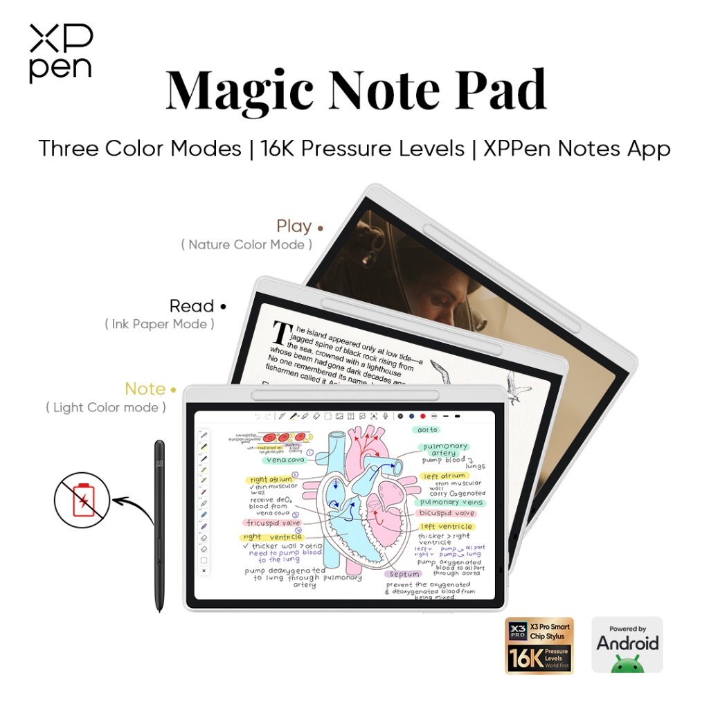 XPPen Magic Note Pad 11 inch World-first 3-in-1 Color Note Pad 128GB E ...