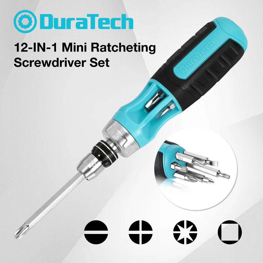 DURATECH Ratcheting Screwdriver 12-in-1 Multi-bit Screw Drivers Premium ...