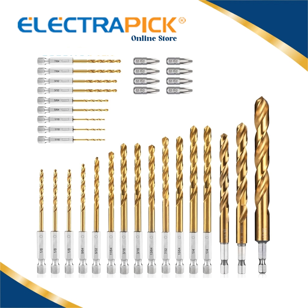 Electrapick 16pcs Titanium Drill Bit Set - Impact Ready HSS for Steel ...