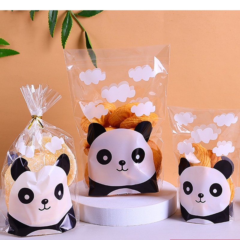 Simple Self-adhesive Bag Panda Pattern Food Packaging Bag Candy Cookies ...