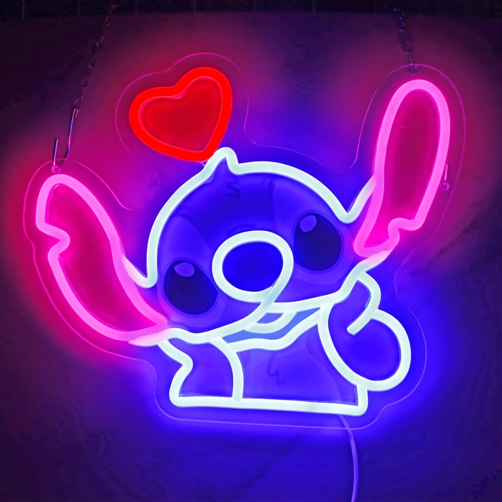Stitch Neon Signs for Wall Decor Printed Cartoon Led Neon Light Sign ...