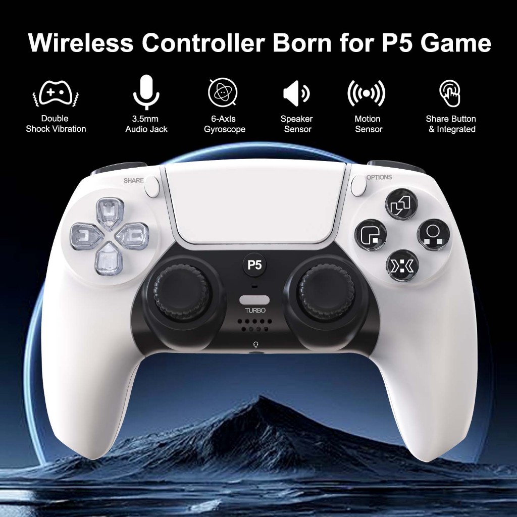 PS5 Wireless Bluetooth Gamepad with Six Axis Gyroscope Game Controller ...