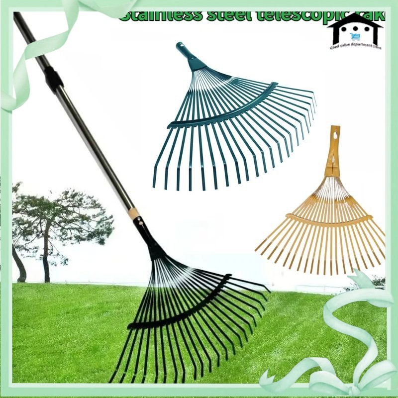 Outdoor Adjustable 22 Teeth Garden Rake with Telescopic Handle and ...