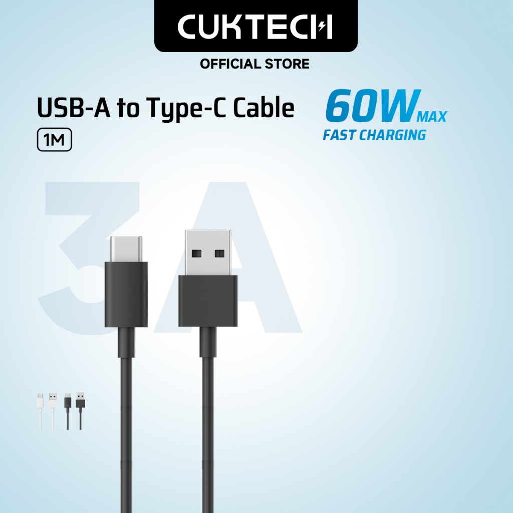 CUKTECH 1m USB-A to Type-C 3A Date Cable PD 60W Max Fast Charging for ...