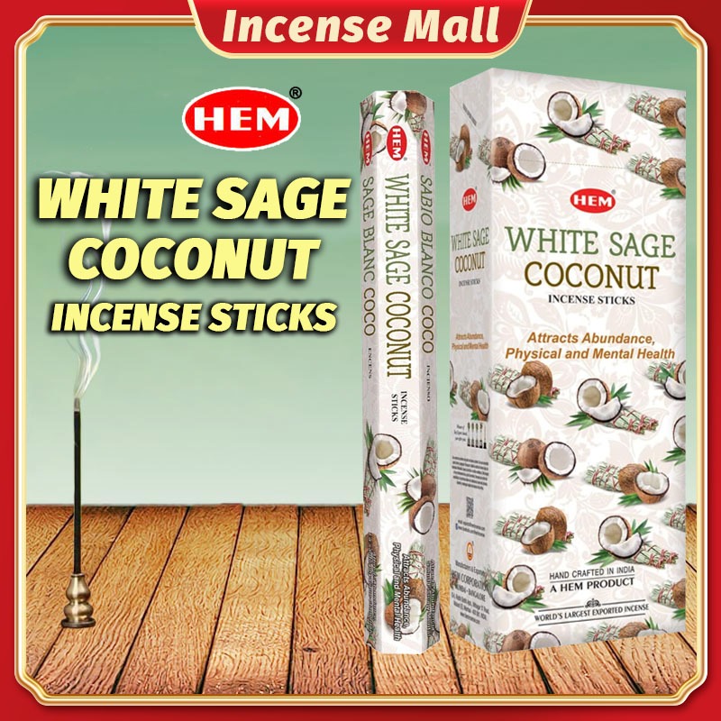 HEM White Sage Coconut Incense Sticks (20 Sticks Per Pack) | Shopee ...