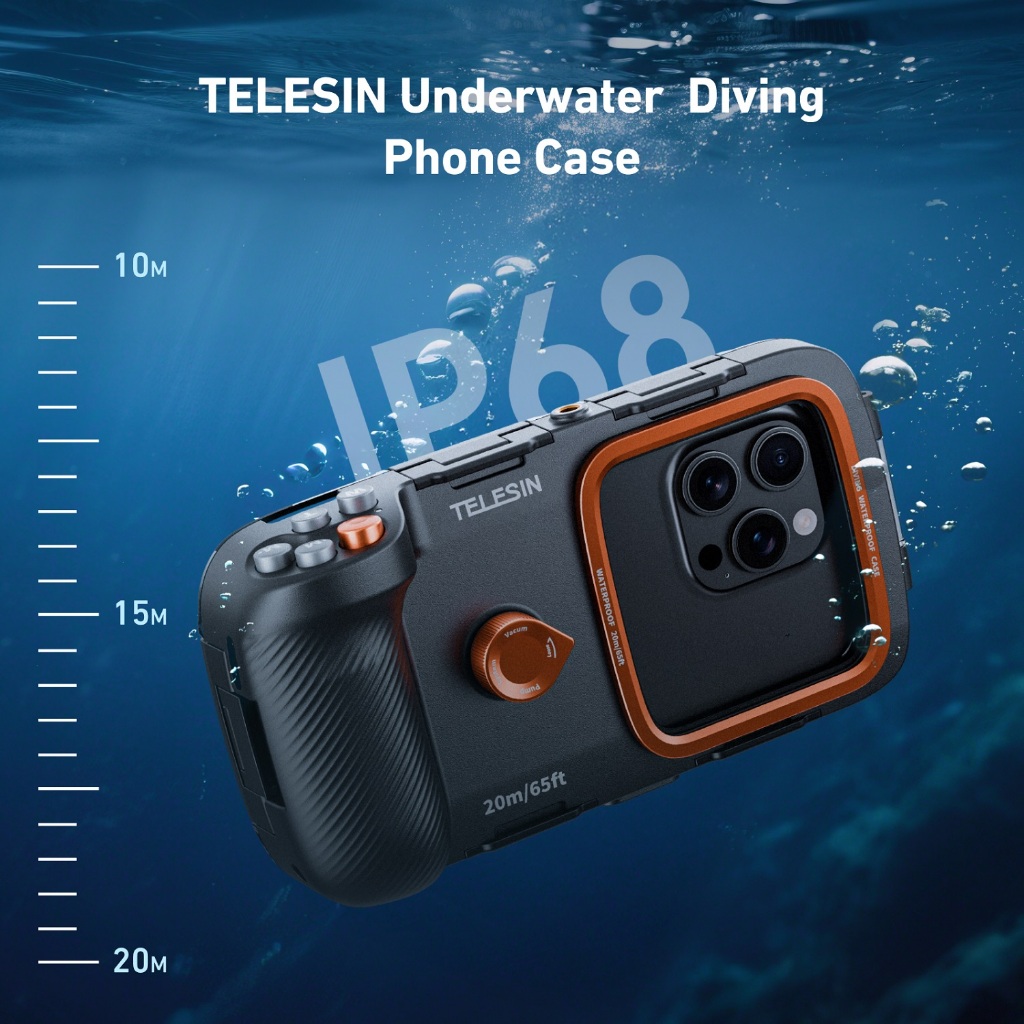 TELESIN mobile phone waterproof case photography Bluetooth handle ...