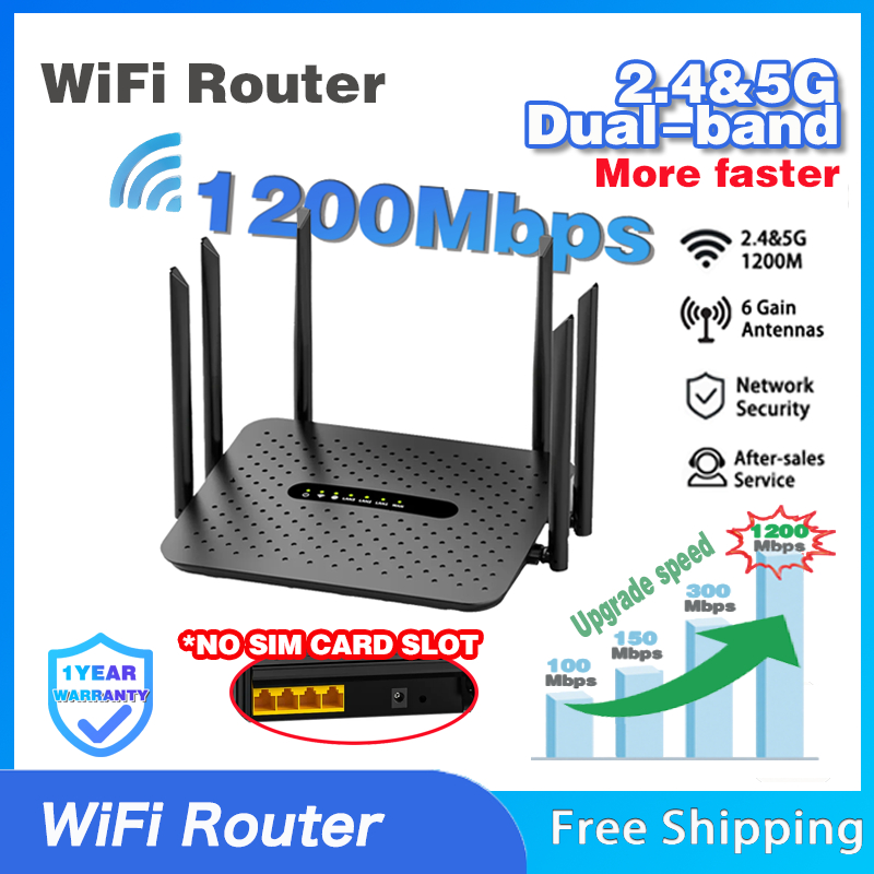 6 Antenna 1200M Wireless 5G Wifi Router Dual band Router faster 5g ...