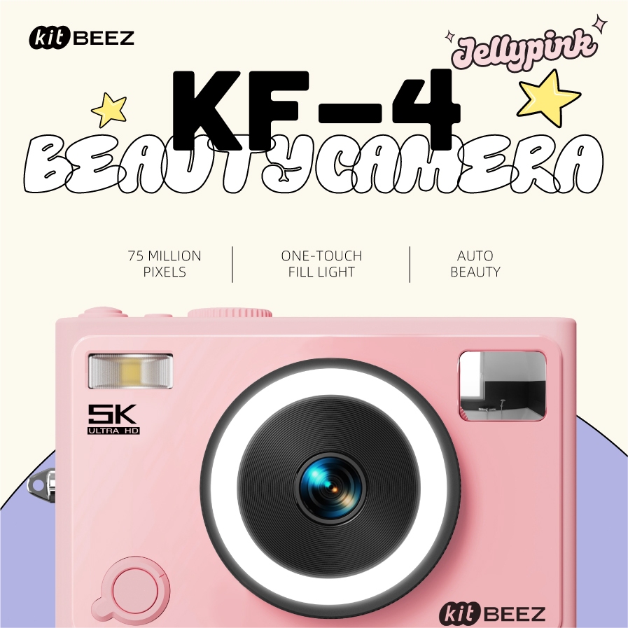 KiTBEEZ KF-4 Beauty Camera Jellypink 75MP 5K Video WiFi Auto Beauty One ...