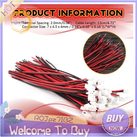 50Pcs Mini JST 2.0 2P Male Connector Wires Cables | Shopee Philippines