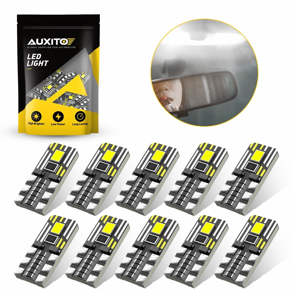AUXIOT 10Pcs T10 LED Bulb 6500K White 2835SMD DC 12-16V Fits For Dome ...