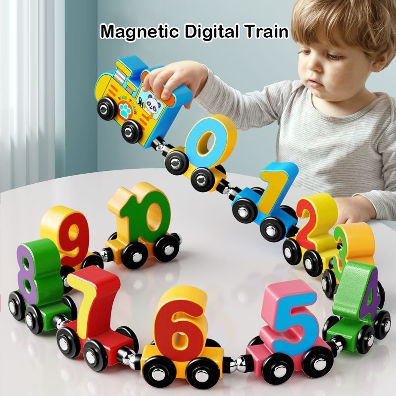 Mummy Baby Magnetic Digital Train Toy Magnet Wheel Train Early ...