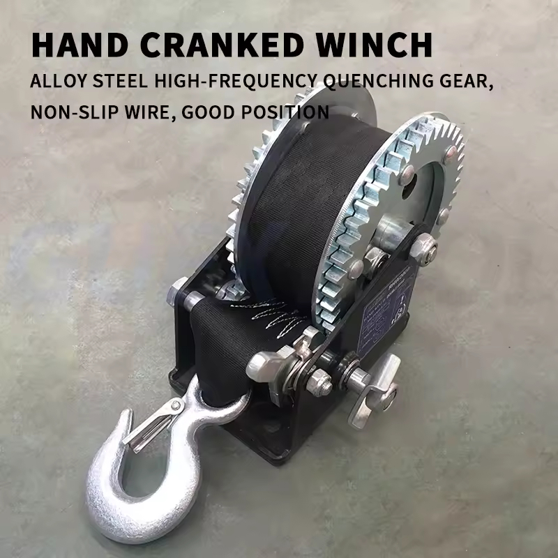 Hand Cranked Winch Heavy-duty Rope Weaving Belt 1200/2000 Pounds ...