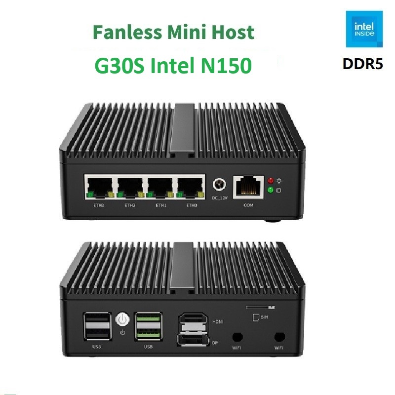 Soft Router G30S Intel N150 DDR5 NVME SSD Industrial Fanless Mini PC ...