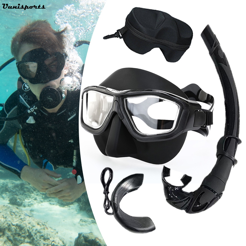 Low volume diving mask anti fog freediving mask snorkel set silicone ...