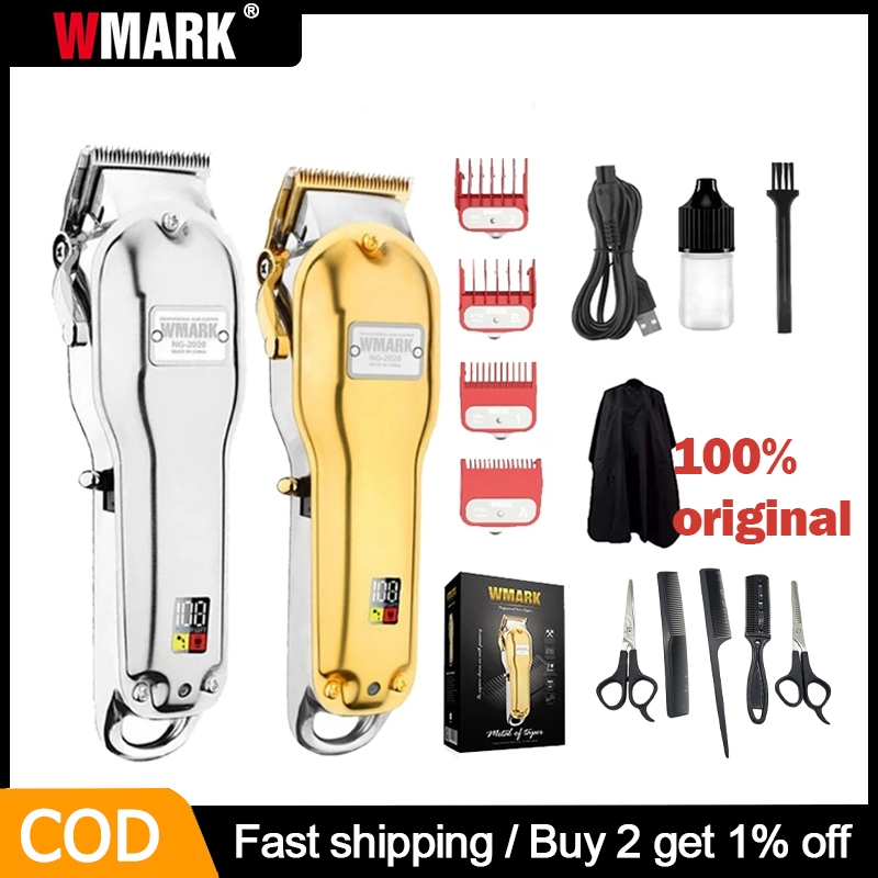 Wmark NG-2020B Wireless Metal Hair Clipper with Lcd Display 2500mah Cordless Color Hair Clipp ...