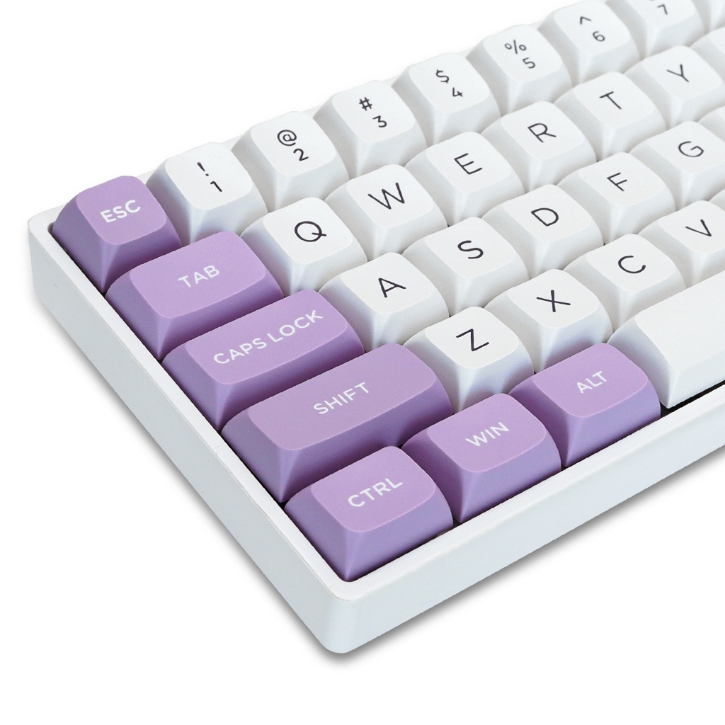 169 Keys Minimalist White Purple PBT Double Shot Keycaps ISA Profile ...