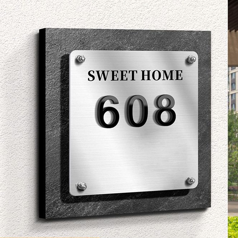 Custom Stainless Steel House Plate Address Home Modern Villa House ...