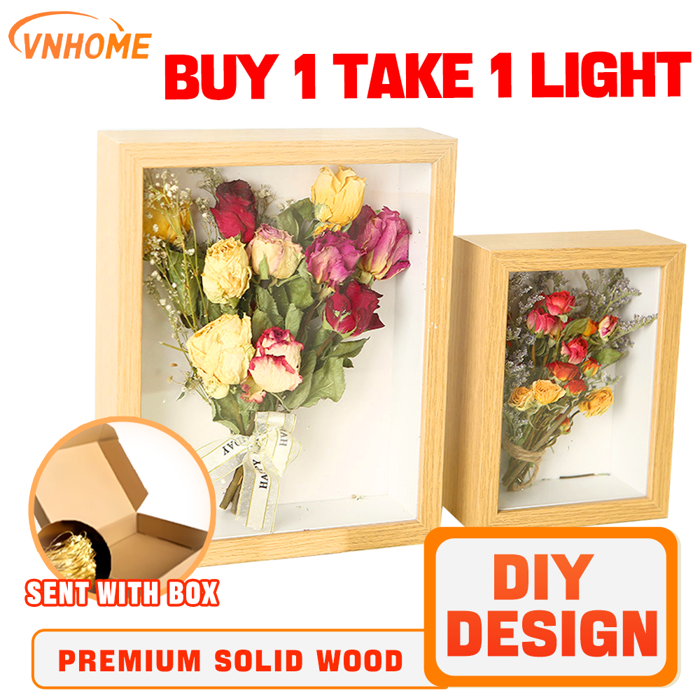 DIY Flower Shadow Box Frame 5cm Depth Acrylic Wooden Display Case for ...