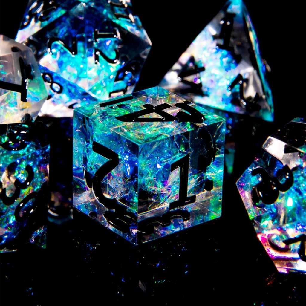 DND Dice Set 7-piece accessory dice, translucent polyhedral dice set ...