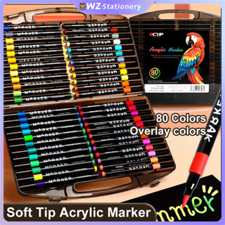 80 Colors Acrylic Marker Pen Set Colored Pen Coloring Set Highlighter ...