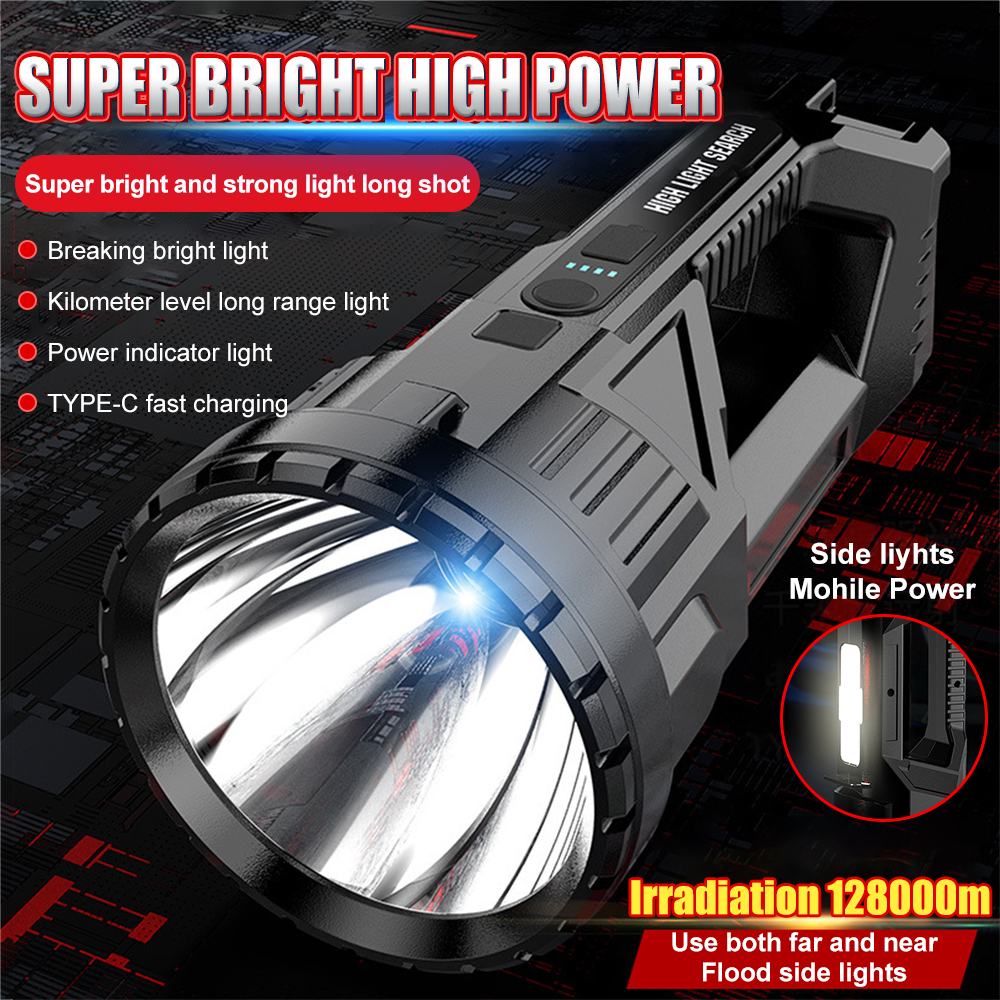 LED Flashlight 90000 LM Large rechargeable heavy duty waterproof High ...