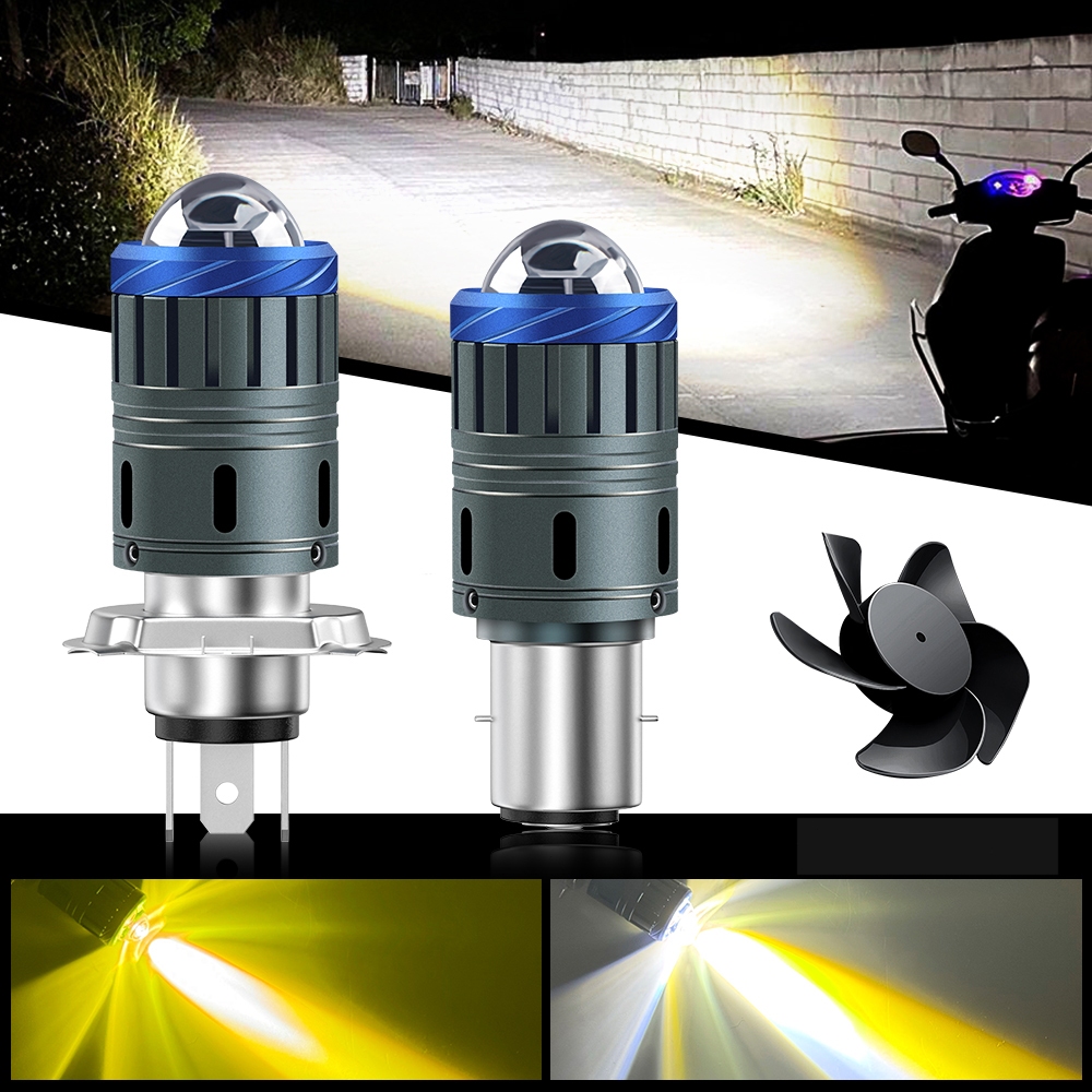 1PC H4 H6 BA20D White Yellow 2-Color Motorcycle Headlight Bulb 3000LM ...