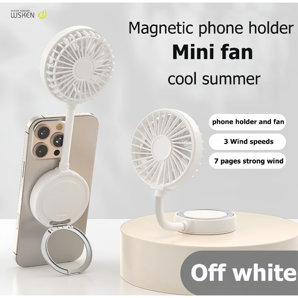 WSKEN Magnetic Phone Fan,Mini Fan Rechargeable with Phone Holder USB ...