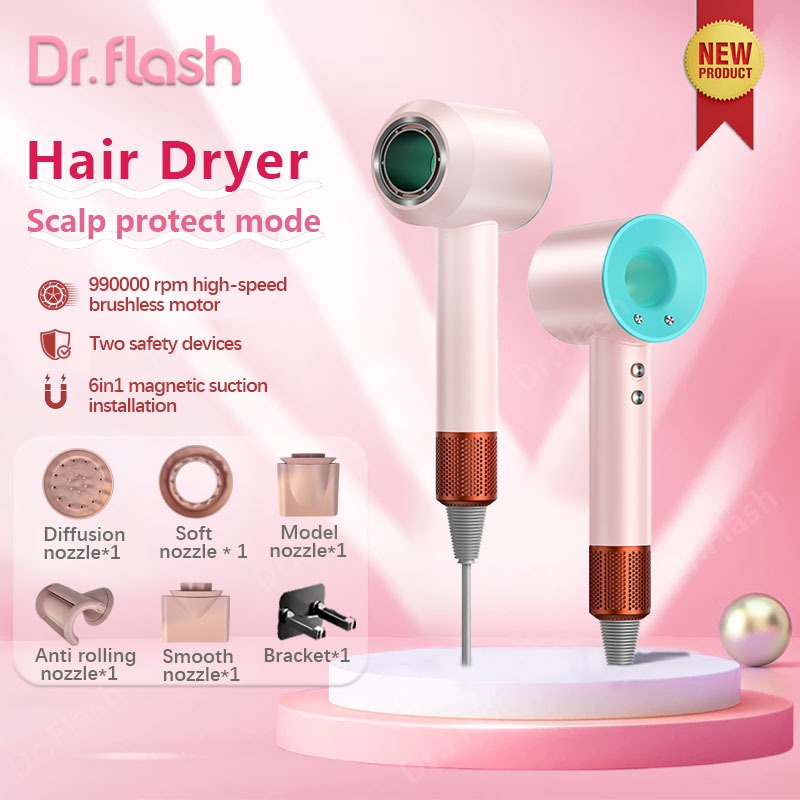 Dr.flash High-Speed Hair Dryer Quick Drying Blower Negative Lon Adjust ...