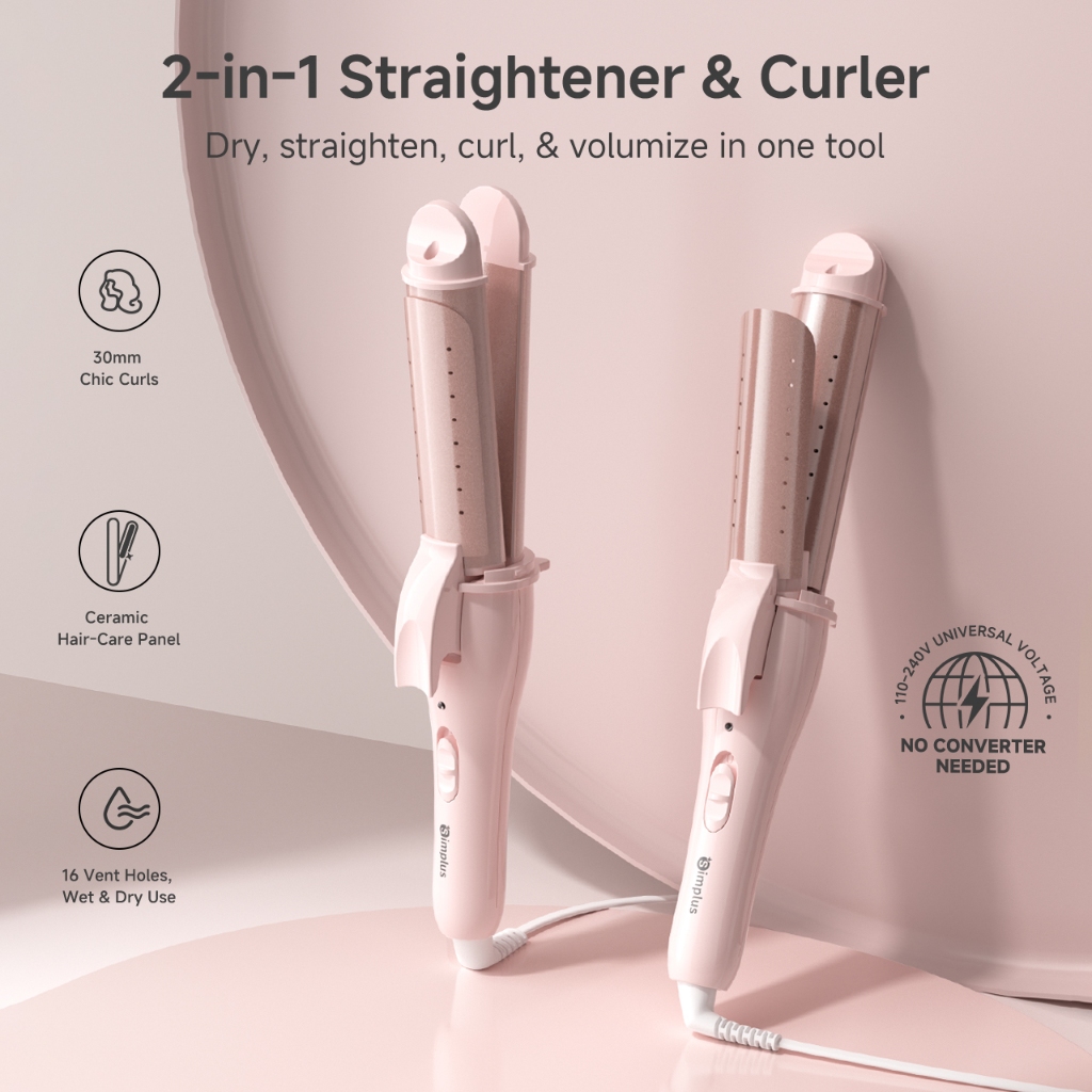 Simplus 2 in 1 Hair Straightener And Curler Flat Iron Ceramic Coating ...