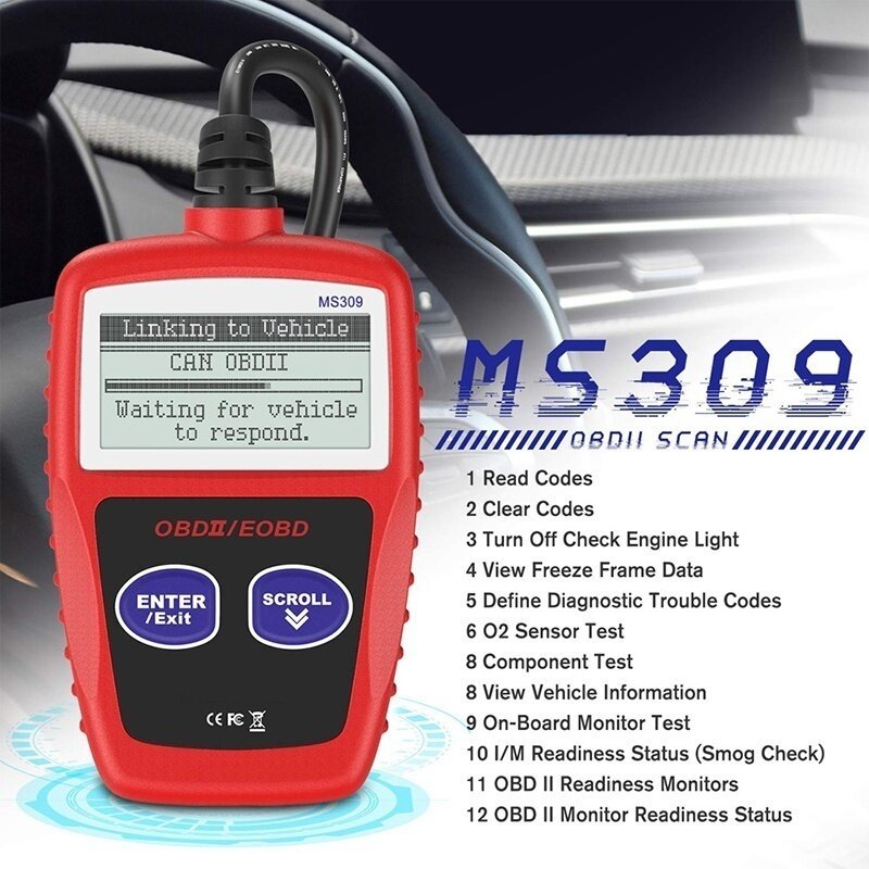 MS309 OBD2 Scanner,Car Engine Code Reader,Check Emission Monitor Status ...
