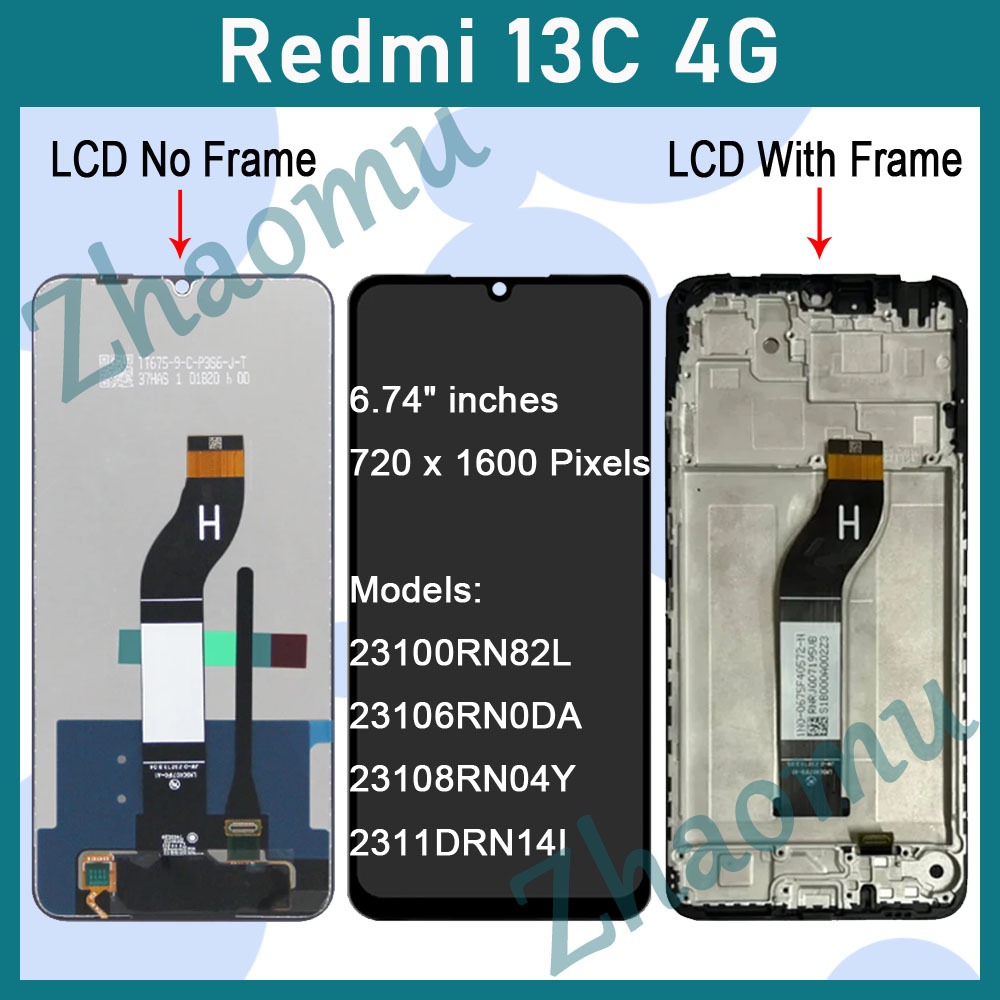 Original Redmi 13 13C 4G 5G LCD Display Touch Screen With Frame ...