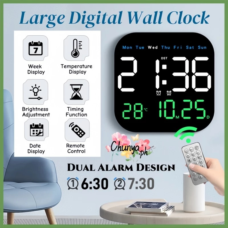 Digital Wall Clocks Temperature Date Week Dispaly Electronic Table ...