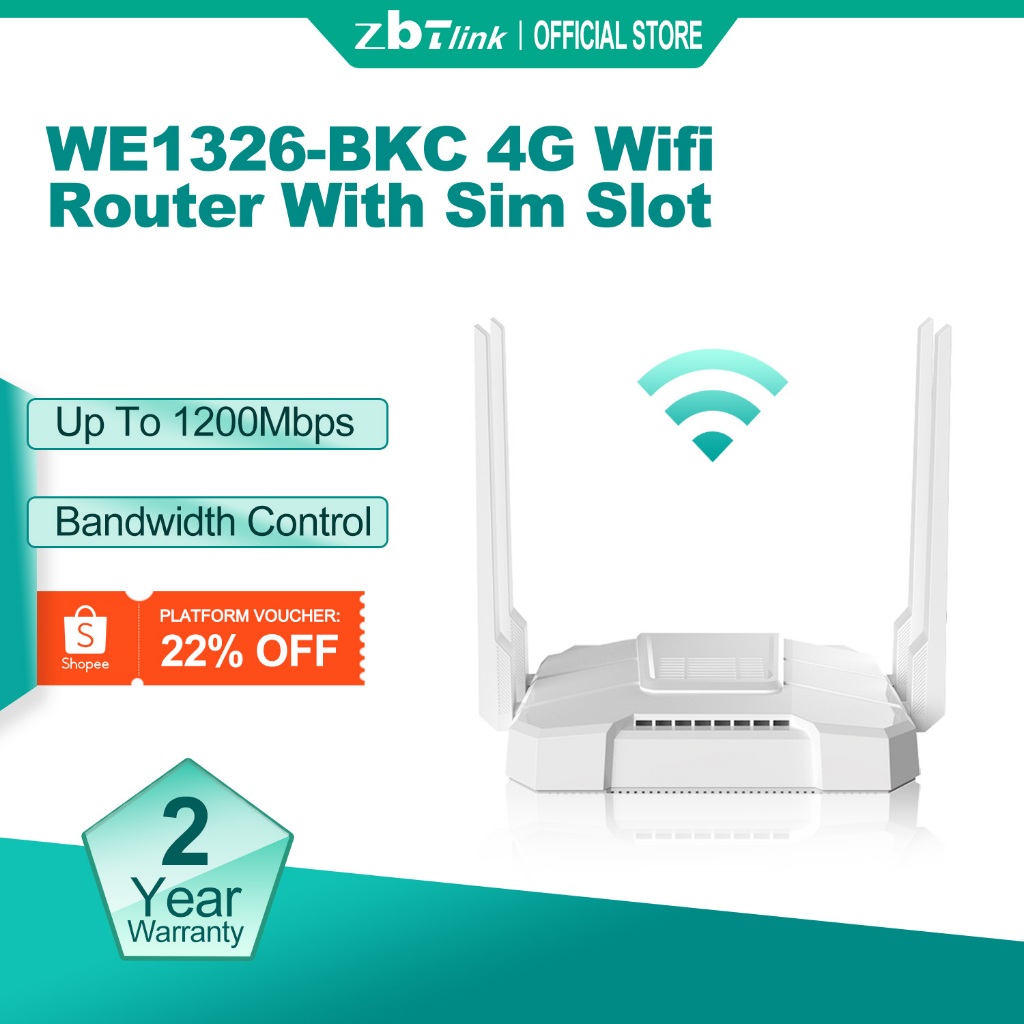 ZBTlink WE1326-BKC Wifi Router With Sim Slot 2.4GHz: 300Mbps | 5GHz ...