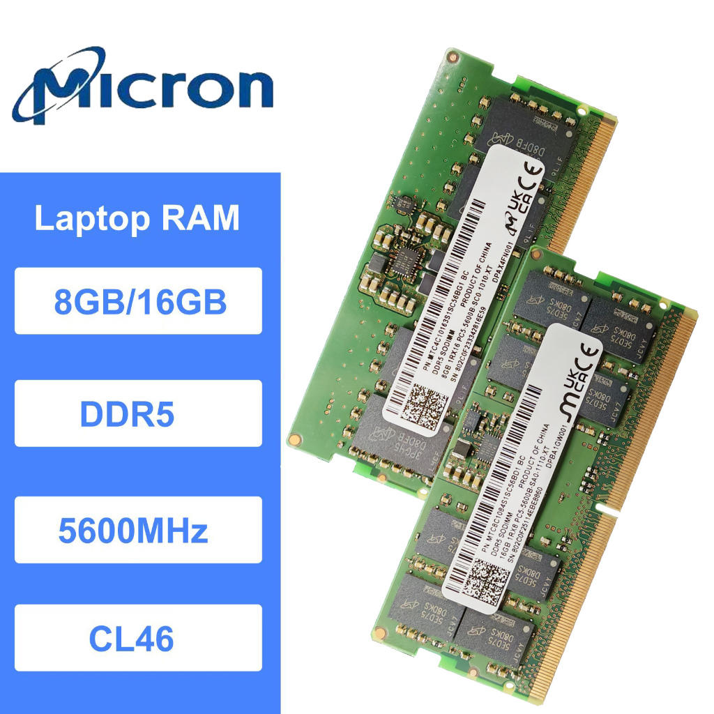 Micron 8GB 16GB DDR5 5600Mhz 1.1V 262Pin SODIMM Laptop Memory RAM ...
