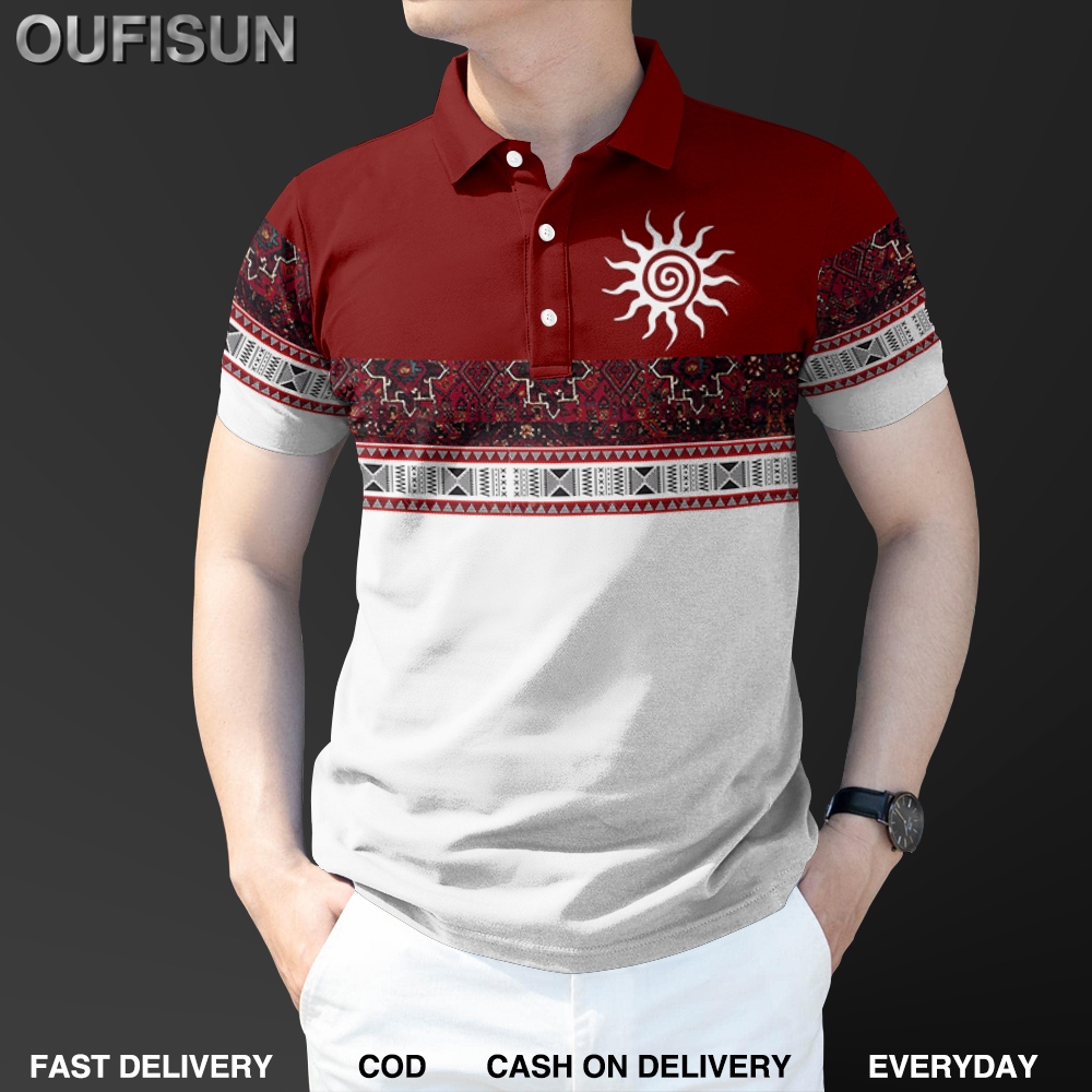 Fashion Polo shirt Men's short sleeved Polo Top 2025 ASEAN Ethnic ...