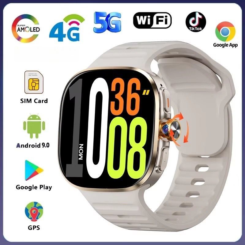 Global version 5G/4G simcard android Smart Watch 8 AMOLED Screen Video ...