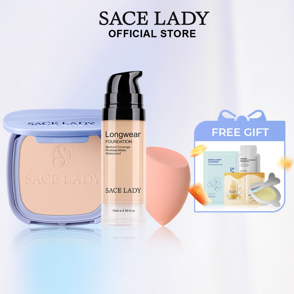 SACE LADY Face Powder With Mirror Oil Control Matte Setting Powder Long ...