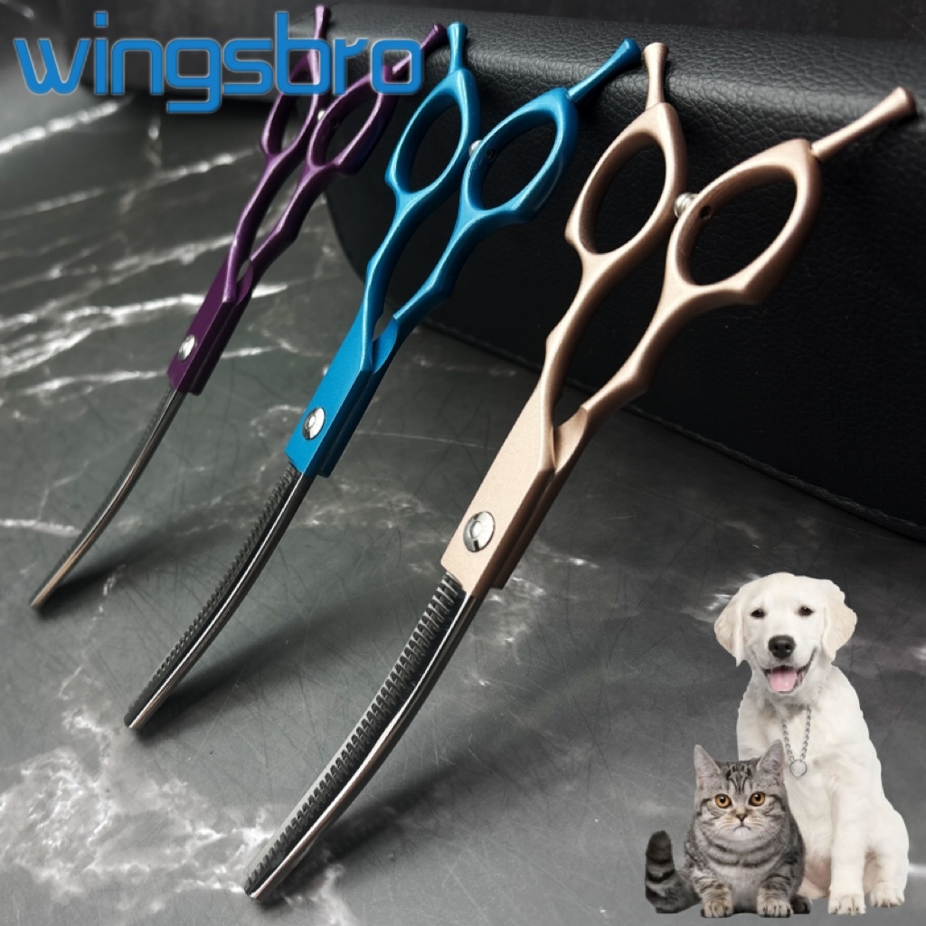 Wingsbro 7 inch Professional Pet Curved Scissors Pet Hair Trimming ...