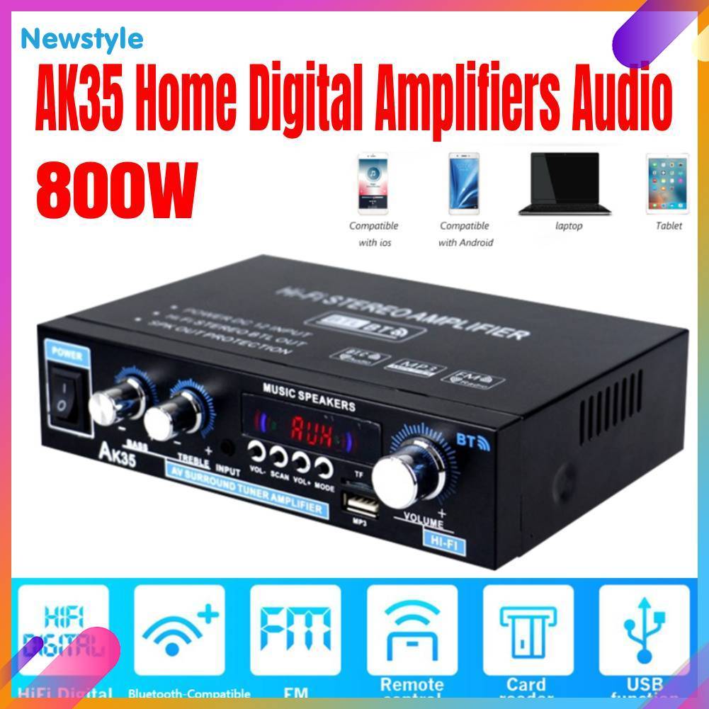 AK35 800W Home Digital Amplifiers Audio 2 Channel Bluetooth 5.0 Mini ...